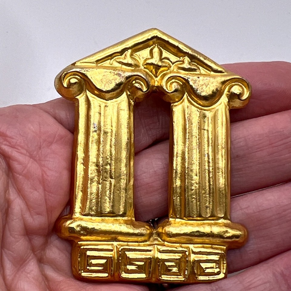 Signed TAKI Vintage Designer 975 Sterling Silver Gold Gilt Greek Pillar ...