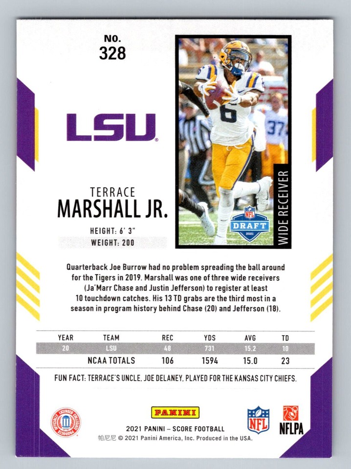 Terrace Marshall Jr. LSU Tigers 2021 Score Red #328 Rookie Card | eBay