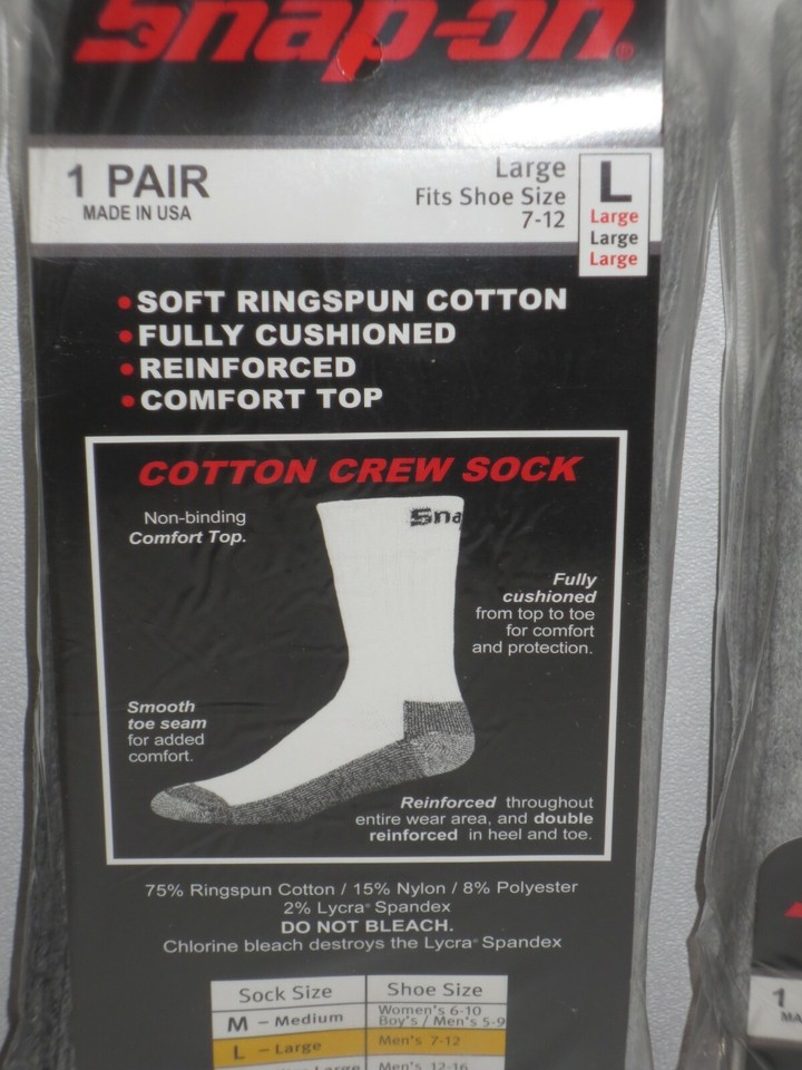12 PAIRS Men's GRAY Snap-On Crew Socks LARGE ~ FREE SHIPPING ~ MADE IN ...