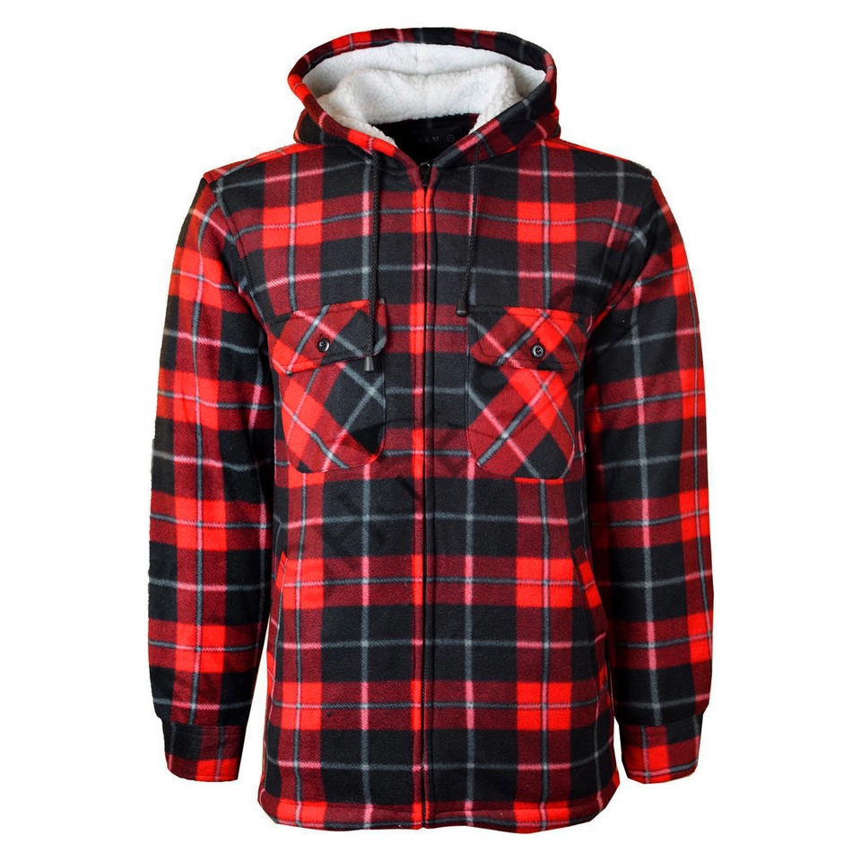 PADDED SHIRT FUR LINED LUMBERJACK FLANNEL WORK JACKET WARM THICK CASUAL ...