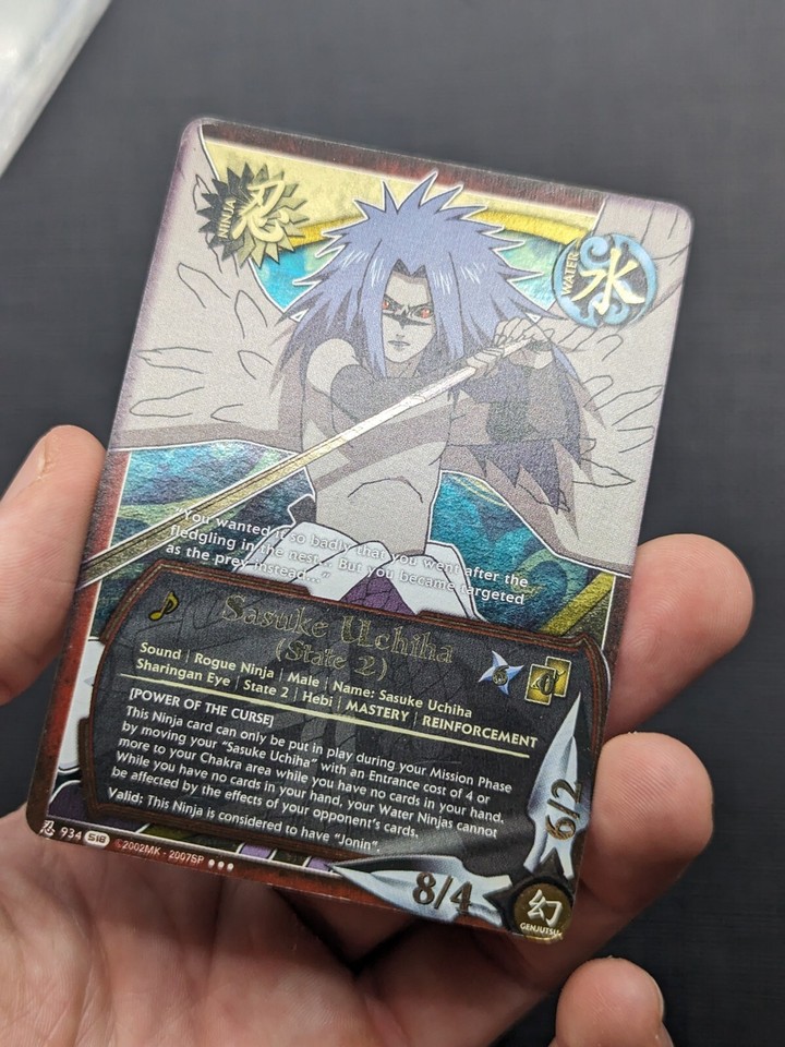 Naruto CCG Sasuke Uchiha State 2 Super Rare 934 S18 Fangs of the Snake ...