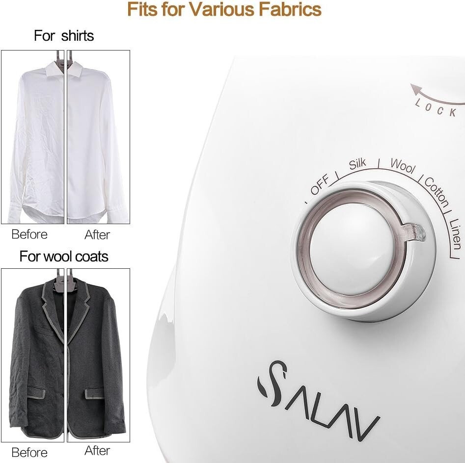 SALAV Clothes Steamer w/ 360' Swivel Hanger, High Efficiency Metal Steam Panel | eBay