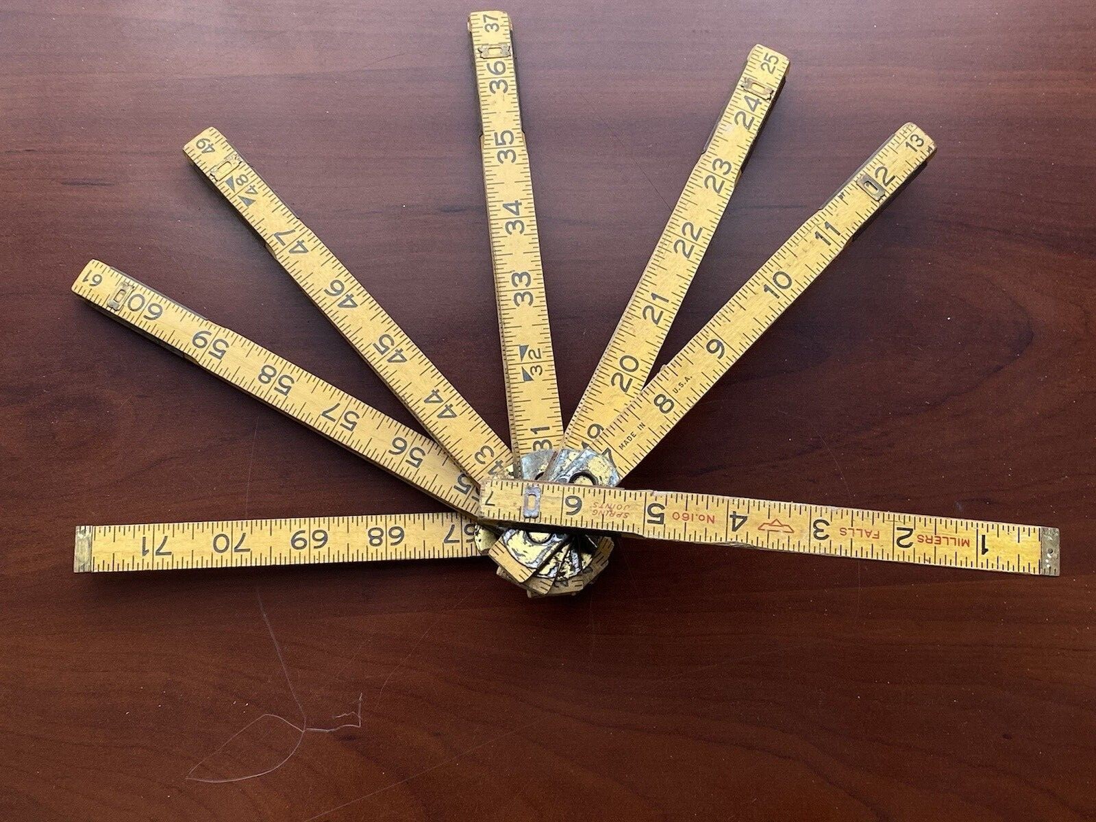 Vintage Folding Tape Measurer Millers Falls Wooden #160 Ruler Stick ...