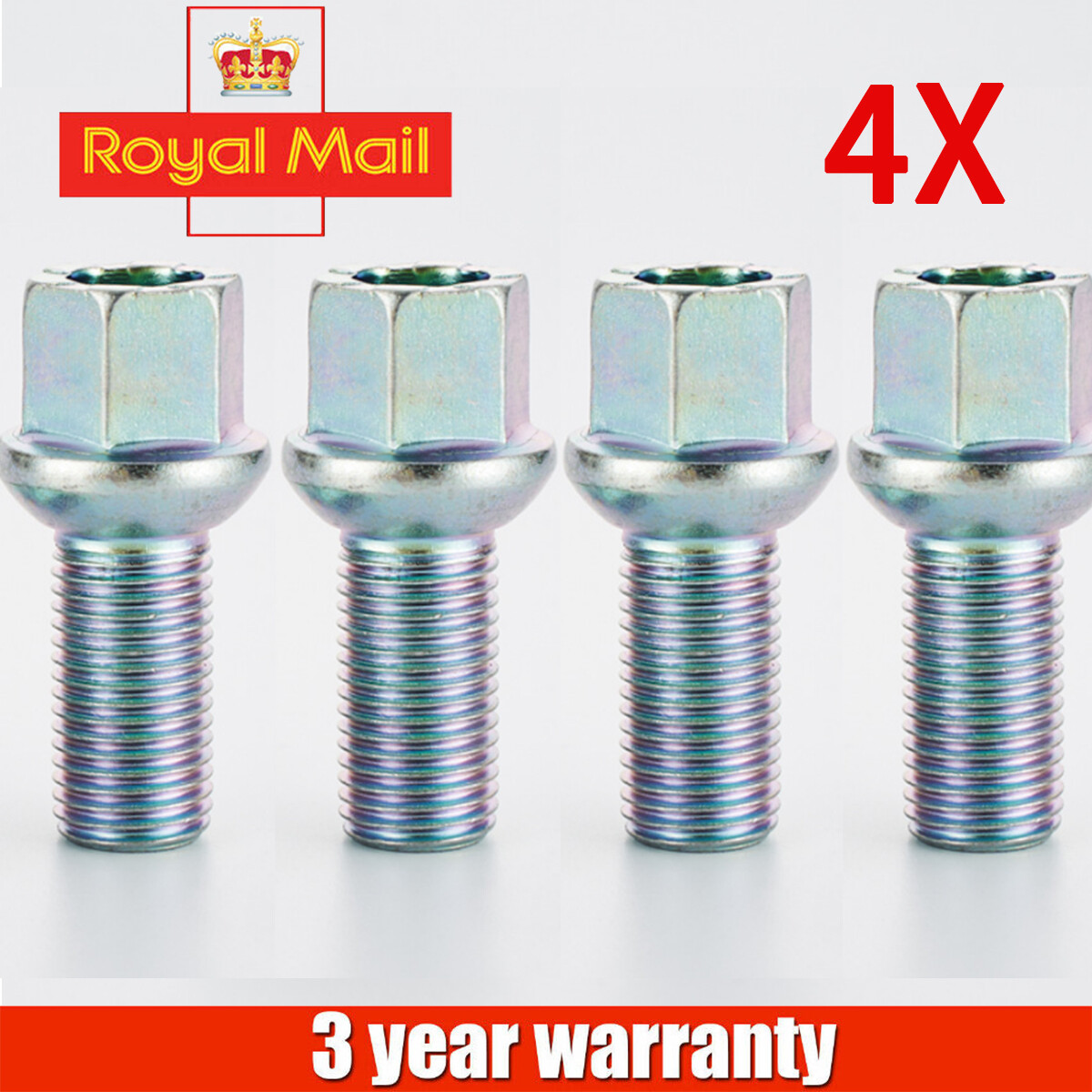 4XAlloy wheel bolts nuts lugs M14 x 1.5 17mm Hex 27mm thread Radius ...