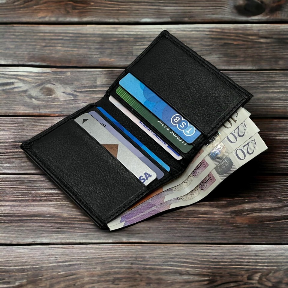 RAS Mens Small Black Soft Real Nappa Leather Cardholder Case Wallet ...