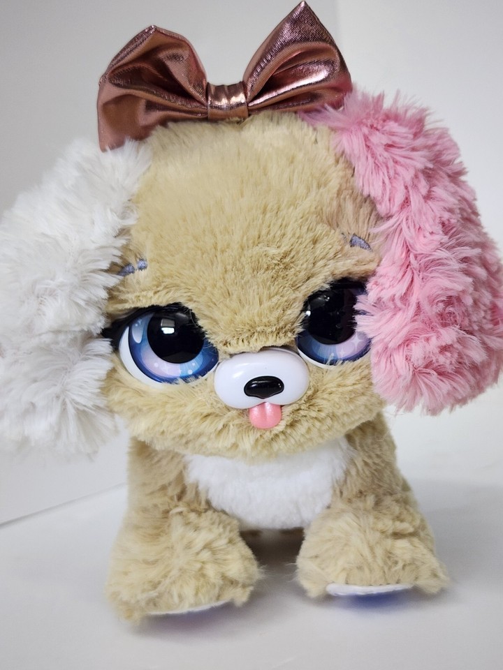 Present Pup Princess Puppy Interactive Plush Toy Dog Tan Pink Battery ...