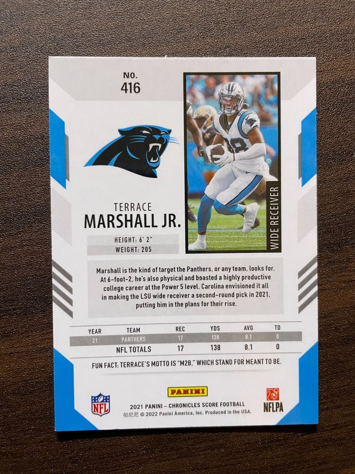 2021 Panini Chronicles Score Update Terrance Marshall Jr Rookie #416 ...