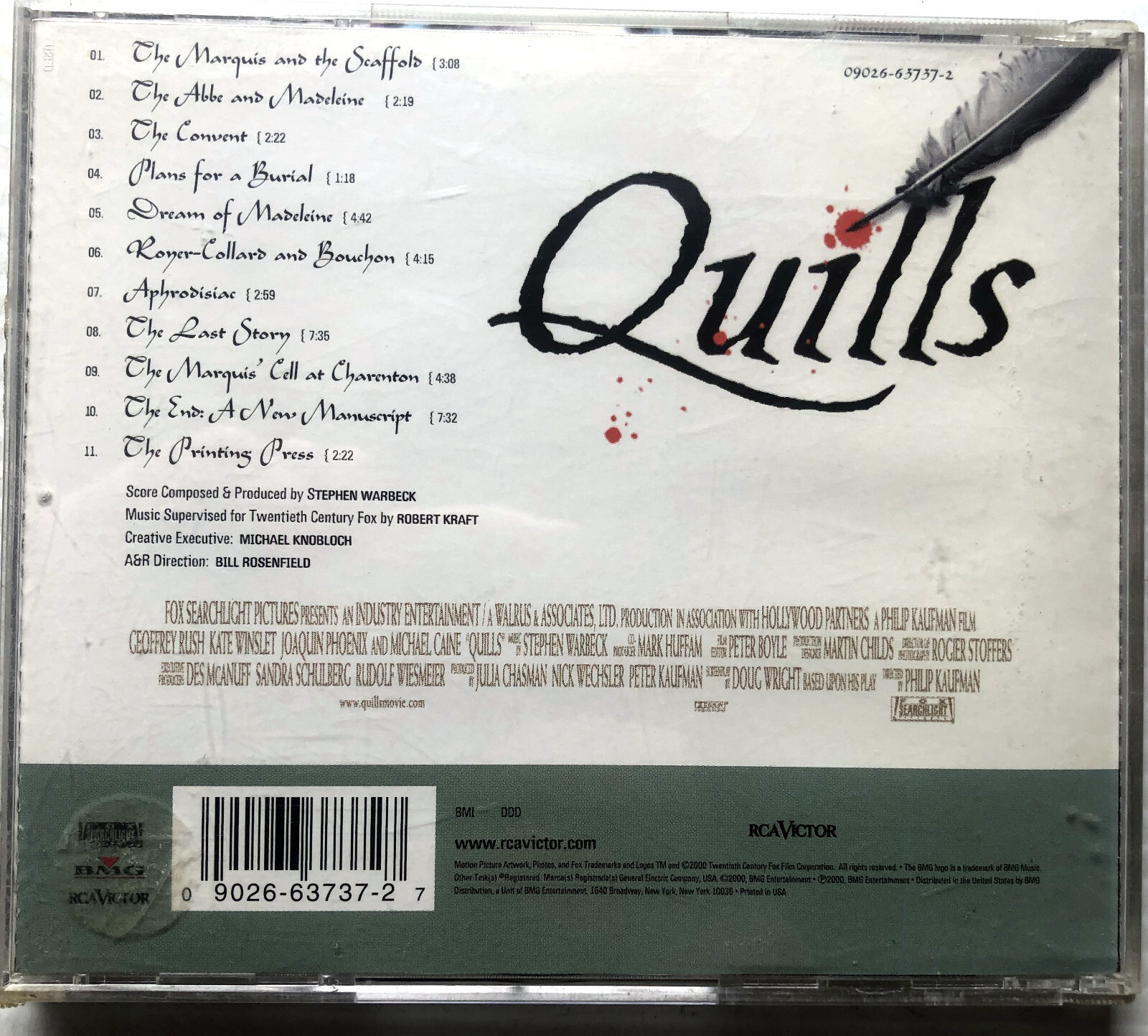 Quills (Original Soundtrack) by Stephen Warbeck (CD, 2000) VGC ...