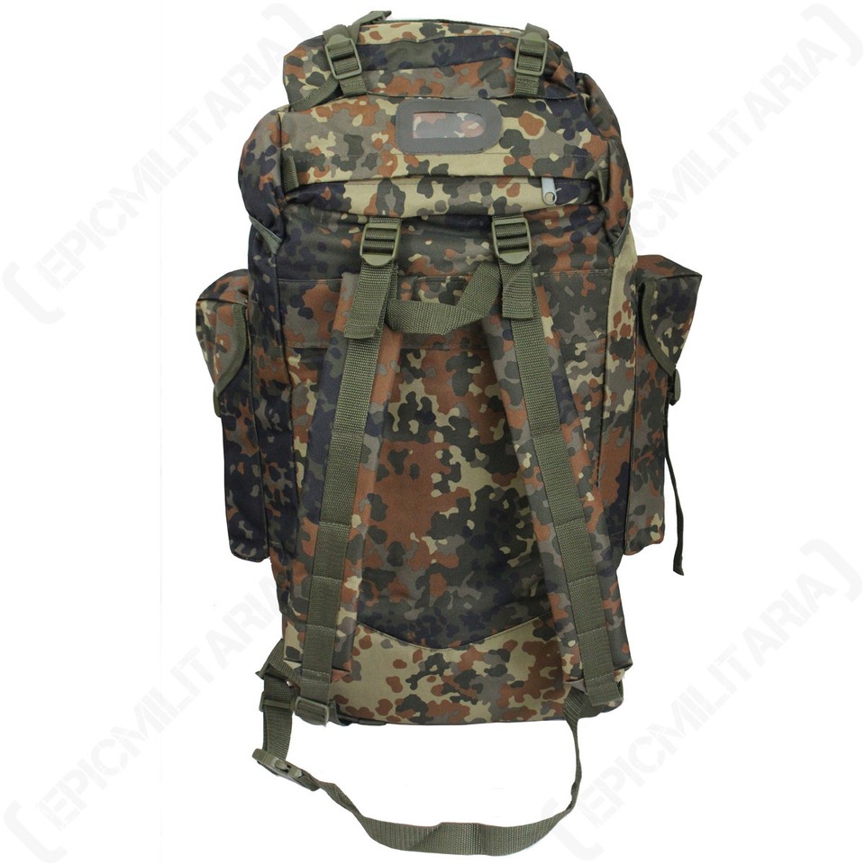 German Army Style Flecktarn 65L Rucksack - Military Backpack Bag Cadets ...