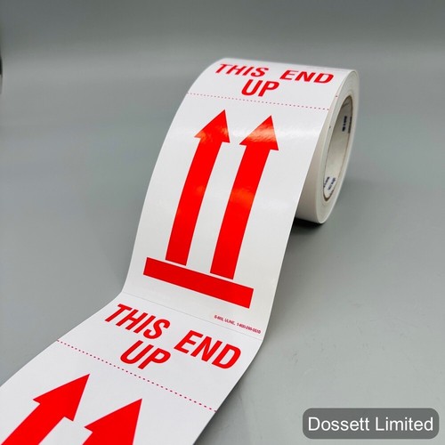 This End Up Arrow Stickers | 4"x8" | Self Adhesive | Partial Roll ...