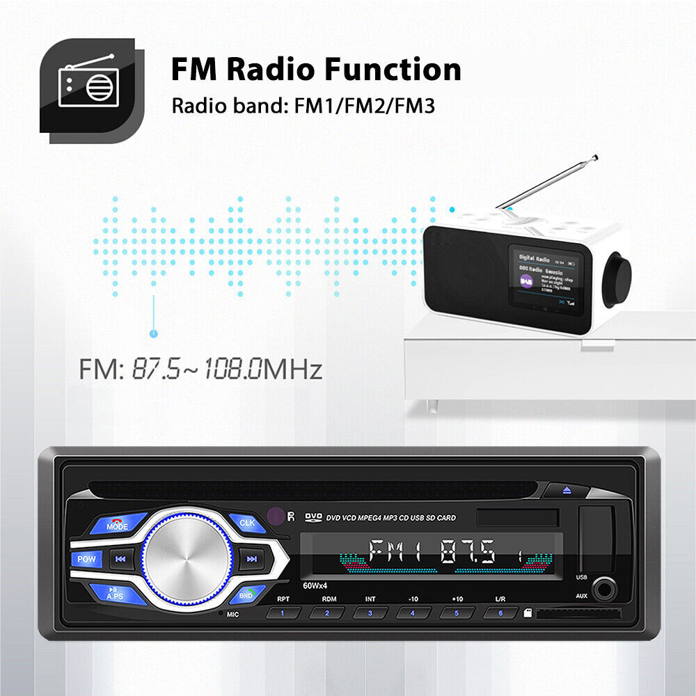 ESSGOO Car Stereo DVD CD Player Radio In-dash Audio FM Bluetooth SD/USB ...