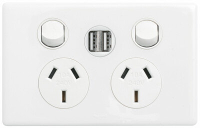 HPM Excel Life Double Powerpoint 10A with Integrated Dual USB Charger ...