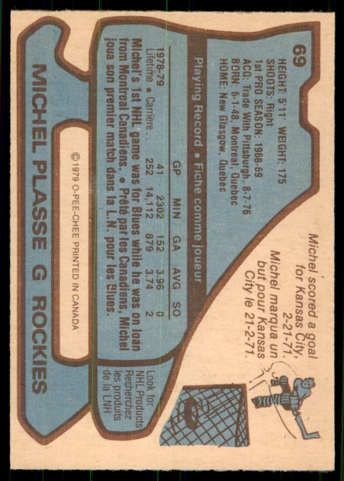 1979-80 O-Pee-Chee Michel Plasse Colorado Rockies #69 | eBay