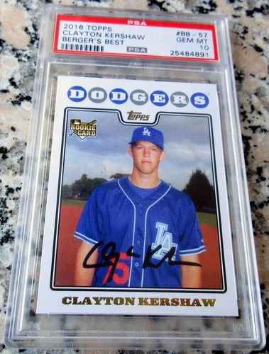 CLAYTON KERSHAW 2016 Reprint 2008 Topps Rookie Card RC LA Dodgers PSA ...