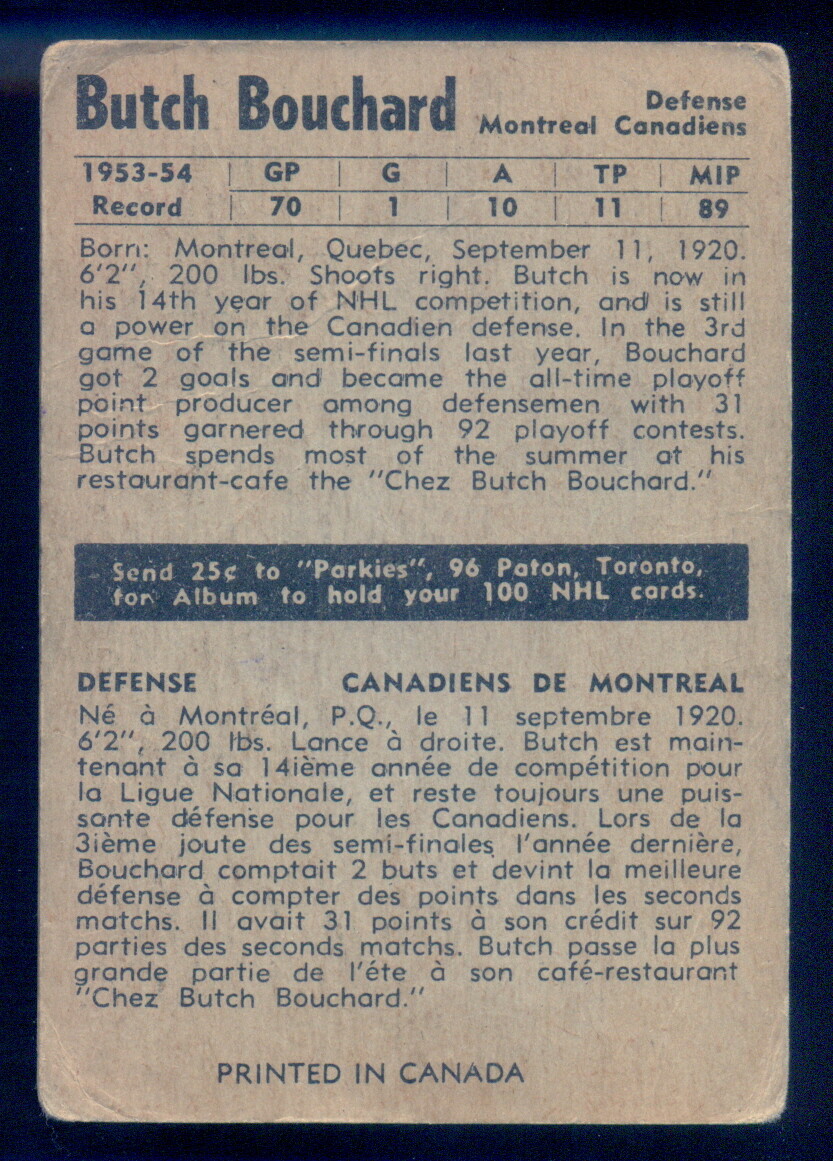1954-55 Parkhurst - #6 Butch Bouchard for sale online | eBay