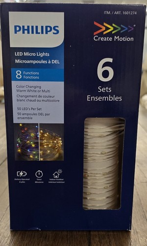 Philips LED Micro Lights Color Changing Warm White or Multi, 6 Sets - 8 ...