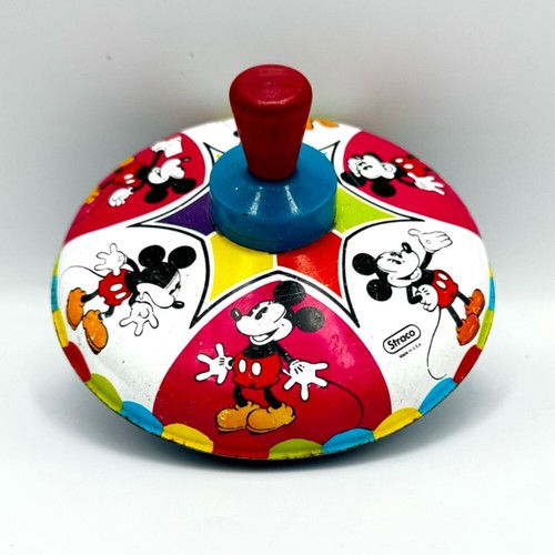 Straco 1978 metal Mickey Mouse spinning top toy Walt Disney Productions ...