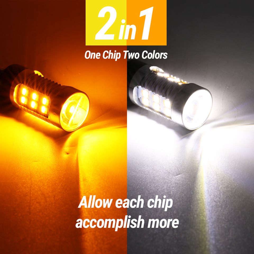 3157/4157K Error-Free Switchback White-Amber 24-LED Turn Signal Parking ...
