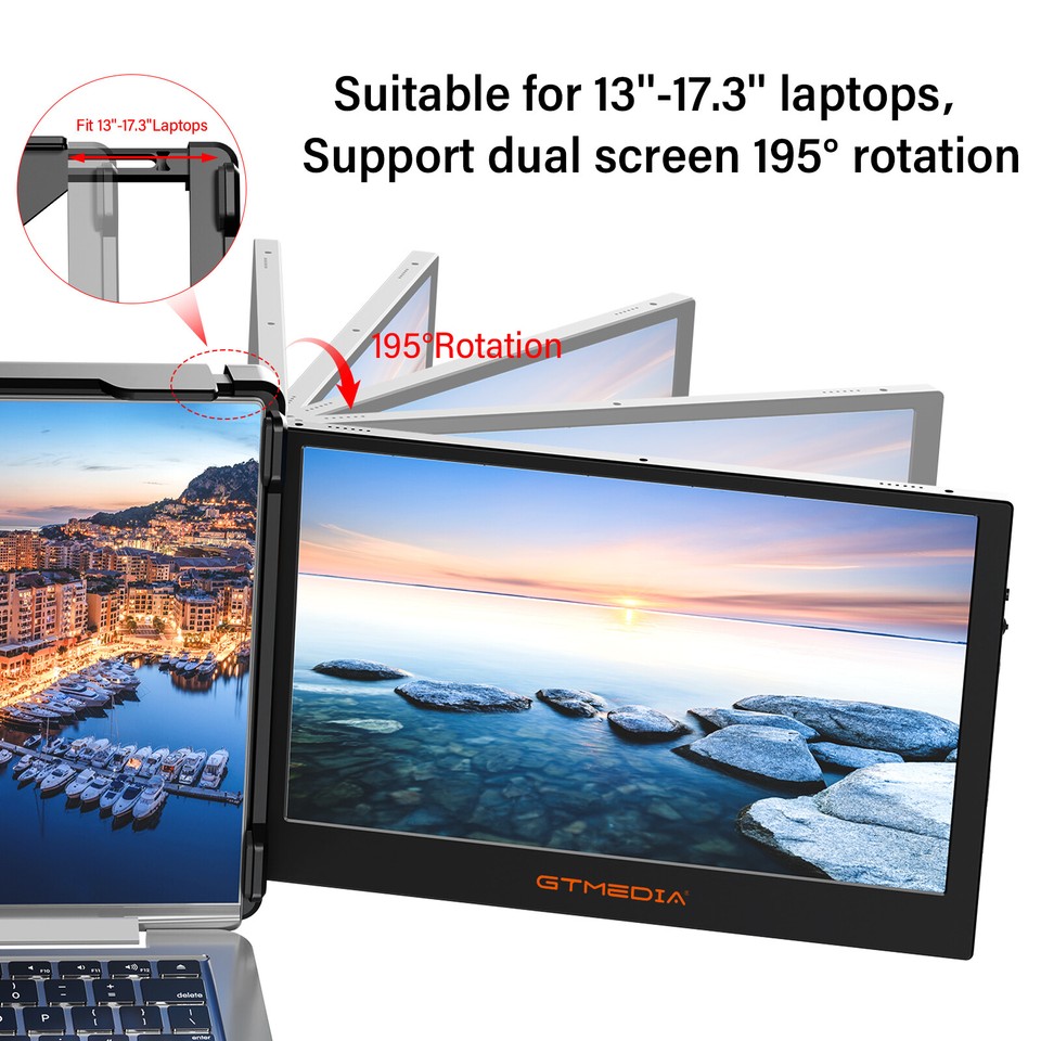 Triple Laptop Screen Extender Dual Portable Monitor Folding Display ...