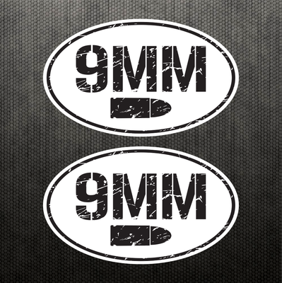 2X 9MM Ammo Can Vinyl Decal Bumper Sticker Car Gun Handgun Oval Sticker ...