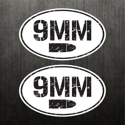 2X 9MM Ammo Can Vinyl Decal Bumper Sticker Car Gun Handgun Oval Sticker ...