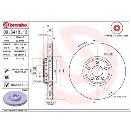 BREMBO Disque de frein pour BMW 09.C413.13 8020584223574 | eBay