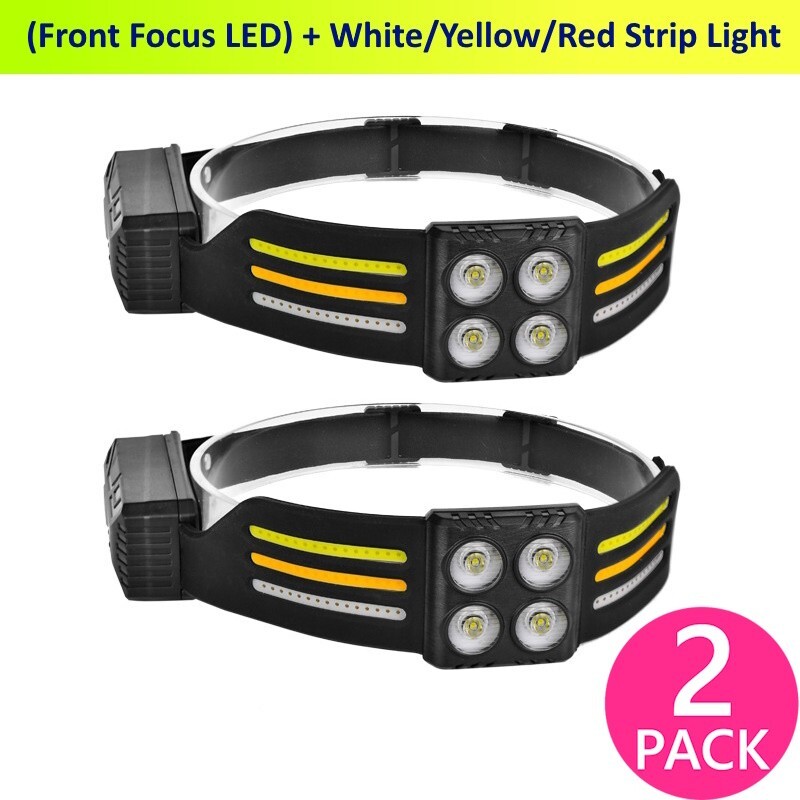 COB LED Headlamp USB Rechargeable Headlight Torch Work Light Bar Head ...