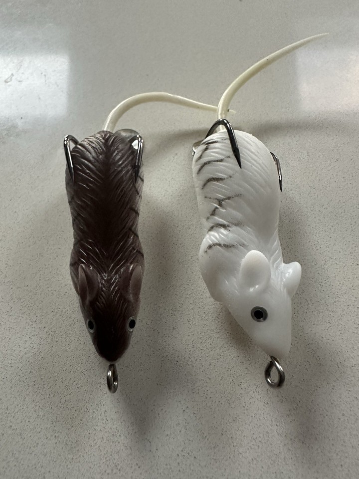 2 Savage Pike Mice /Mouse Fishing Tackle Gear Lures Topwater Bass Trout ...