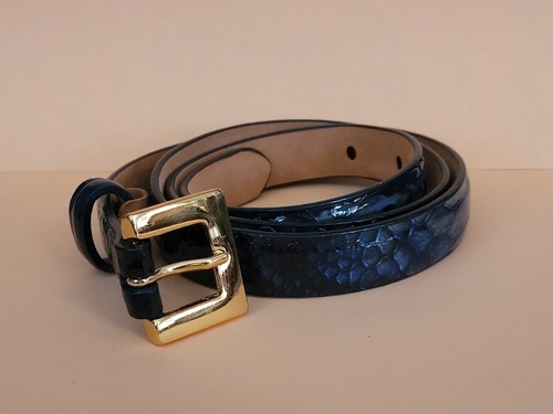 W. Kleinberg ~ Glazed Deep Blue Python & Leather Belt ~ Medium | eBay