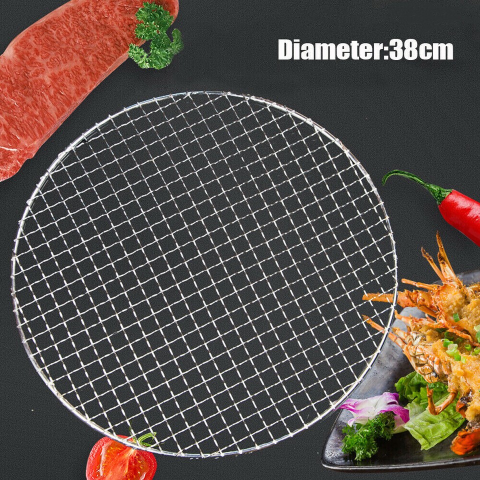 Round Barbecue Net Braided Grid Grill Camping Stainless Steel Mesh Net ...