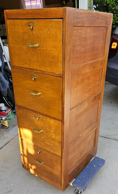 1900-1950 - Oak 4 Drawer File Cabinet