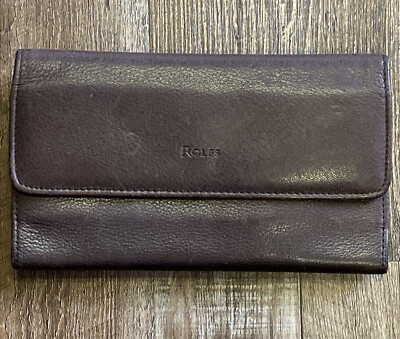 Rolfs Wallet Check Clutch Checkbook Tri Fold Brown Chocolate Pebbled ...