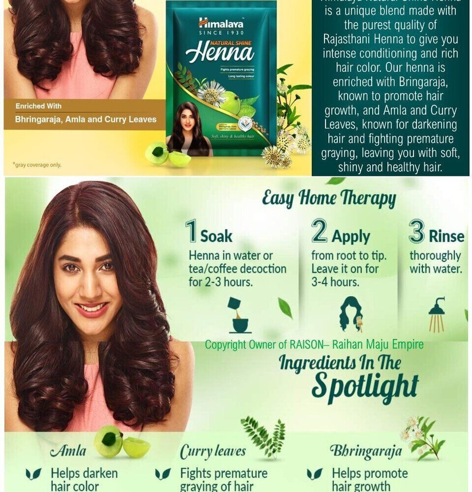 5X Himalaya Natural Shine Henna Mehandi Powder -Hair Color 50g Pack ...