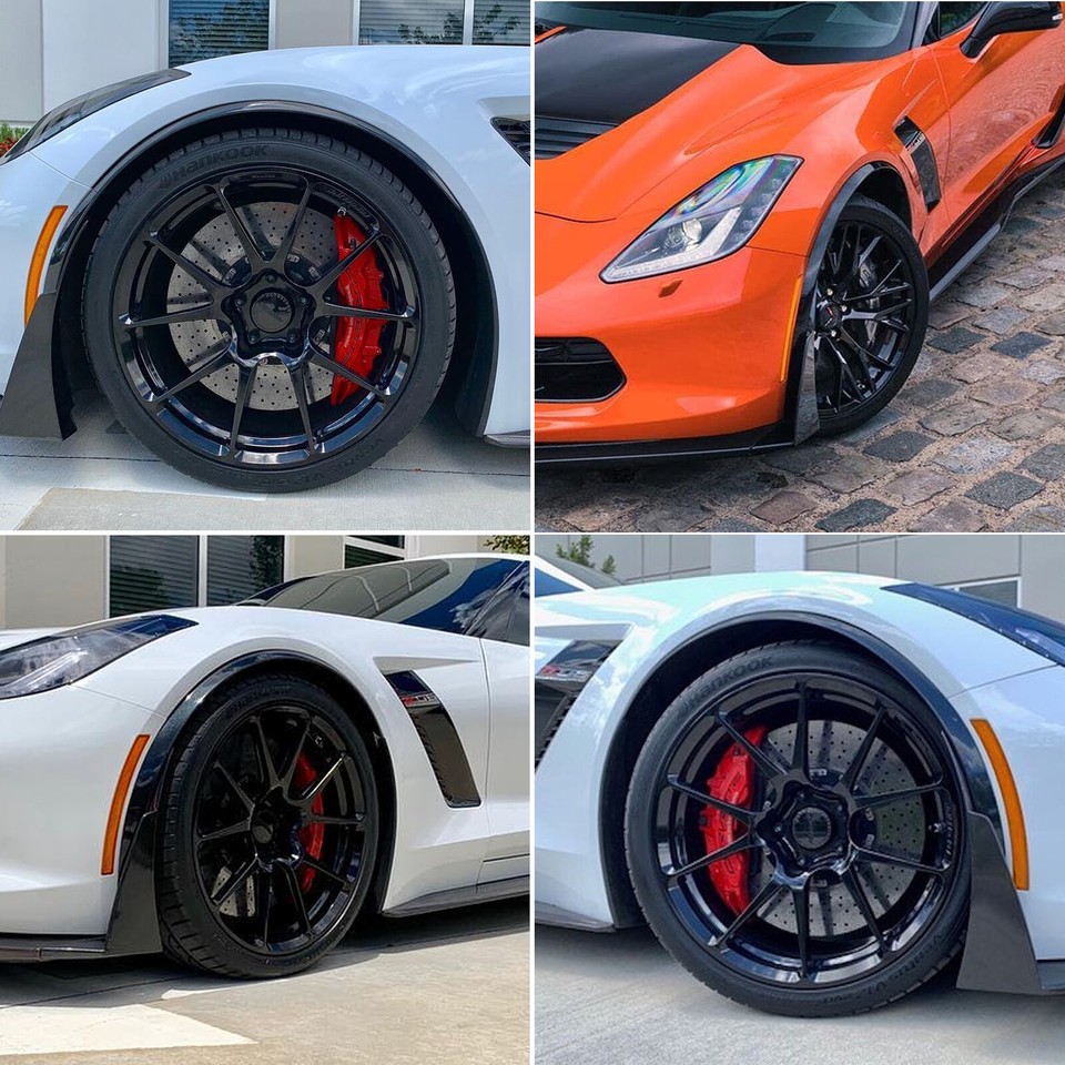 1 Pair Glossy Black Front Wheel Trim Fender Flares For Corvette C7 Z06 ...