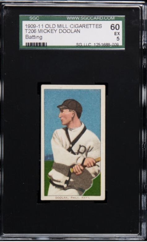 1909-11 T206 Mickey Doolan Batting Rare Old Mill Back SGC 5 - Pop 1 ...