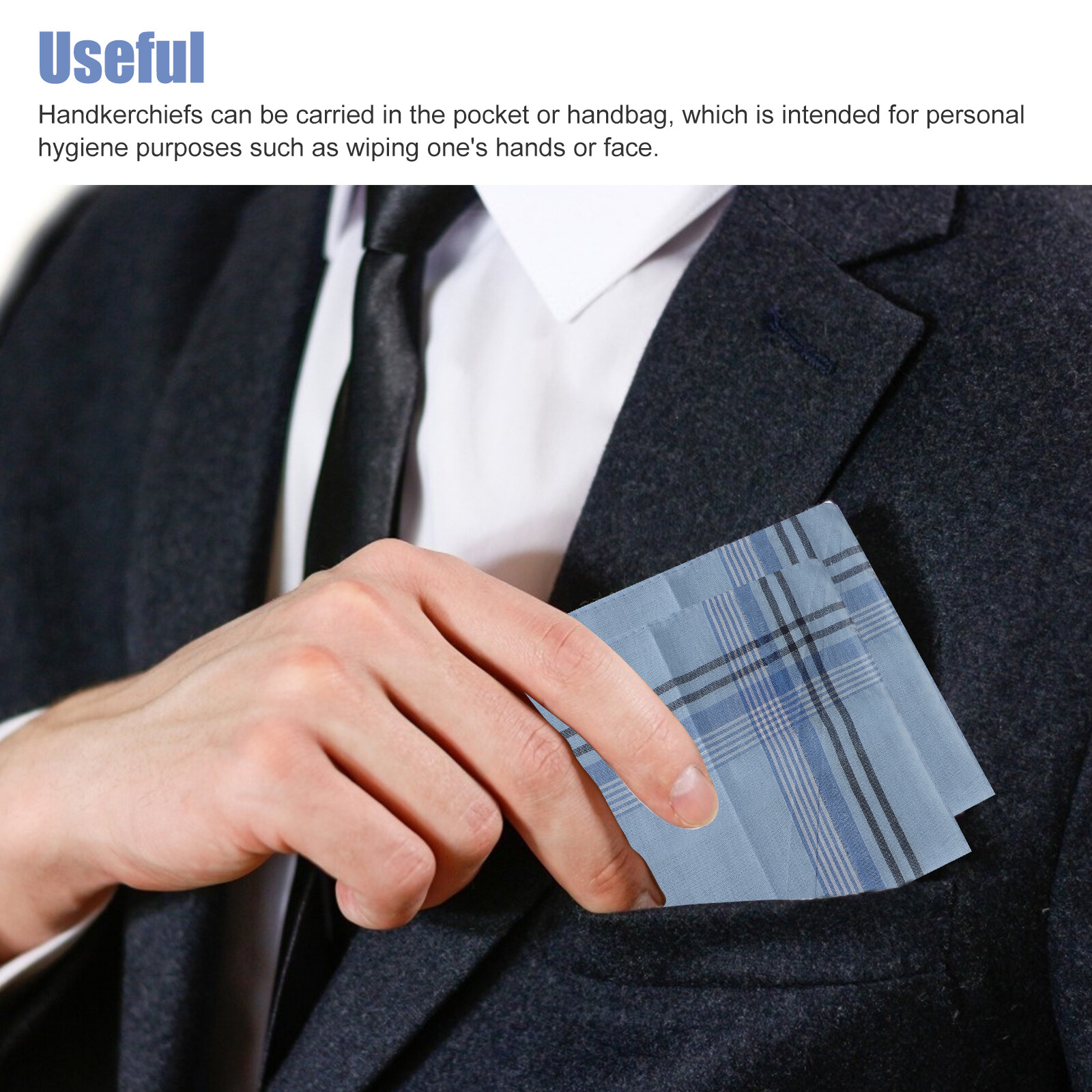 6/12pcs Men Handkerchief 100% Cotton Classic Hankies Handkerchiefs ...