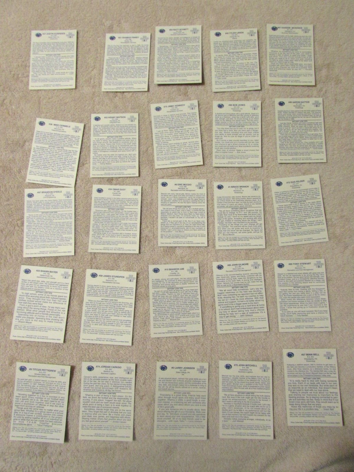Penn State Nittany Lions Second Mile Football 25 Card Set 2000- Larry ...