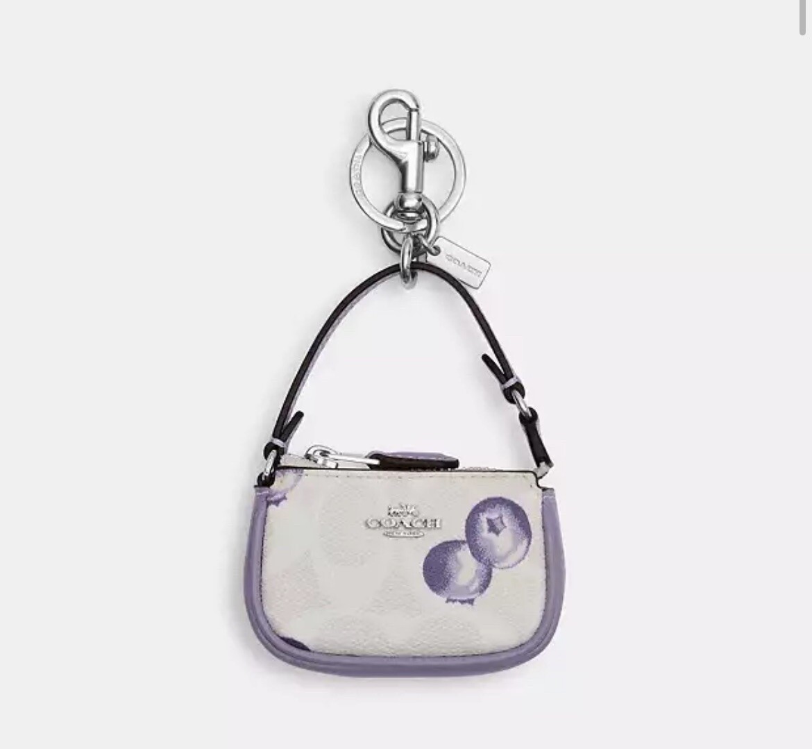 COACH Mini Nolita Bag Charm With Blueberry Print CR498🫐 Chalk/Light ...