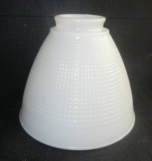 6" VINTAGE WHITE GLASS TORCHIERE LAMP SHADE WAFFLE PATTERN UNBRANDED 2 ...
