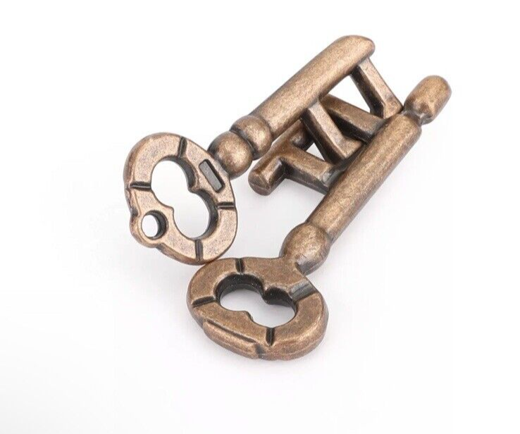 Vintage Alloy Cast Puzzle Box Metal Lock Toys IQ Mind Brain Teaser Game ...