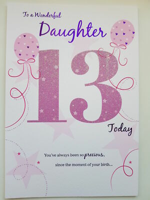 Daughter 13th Birthday Card 13 Word & Balloon Design Happy Lovely Verse ...
