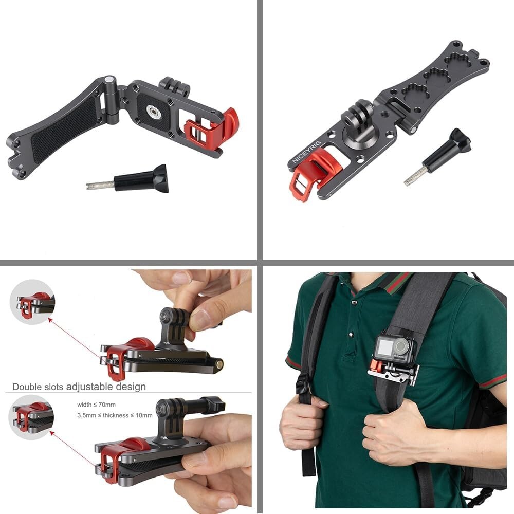 NICEYRIG Backpack Strap Quick Release Clamp Mount for DJI Osmo Action ...