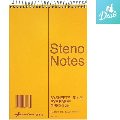 Deluxe Premium Steno Notebook - Gregg Ruled - 6" x 9" - Green Eye-Ease ...