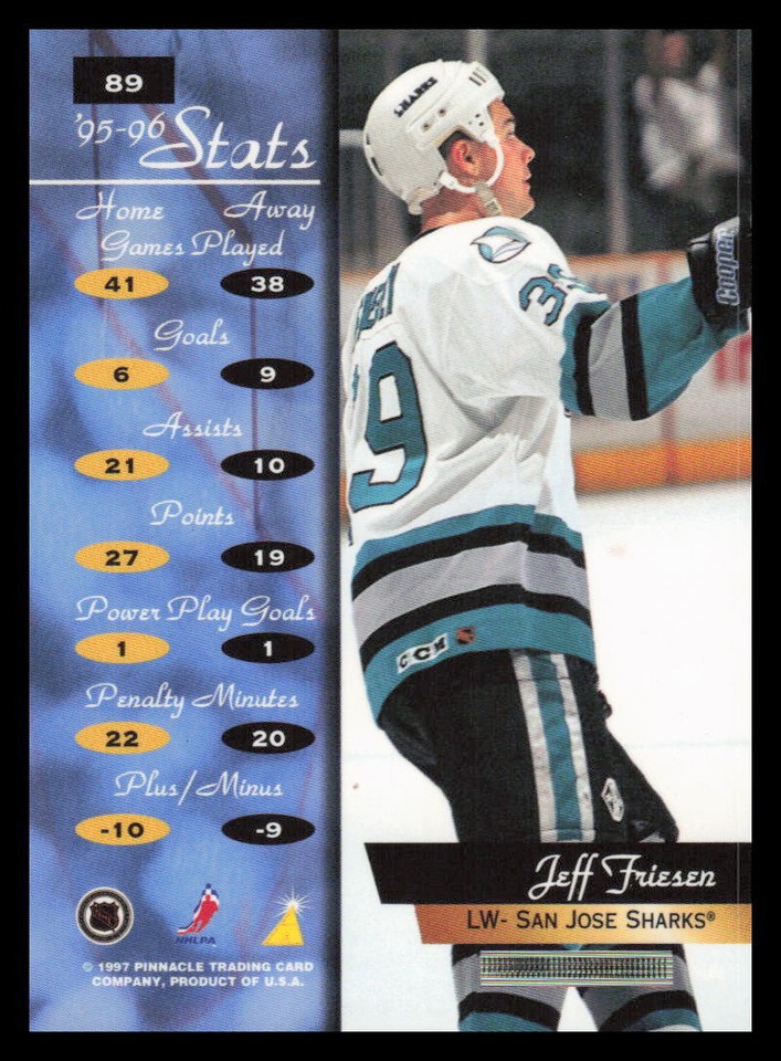 1996-97 Zenith #89 Jeff Friesen San Jose Sharks | eBay