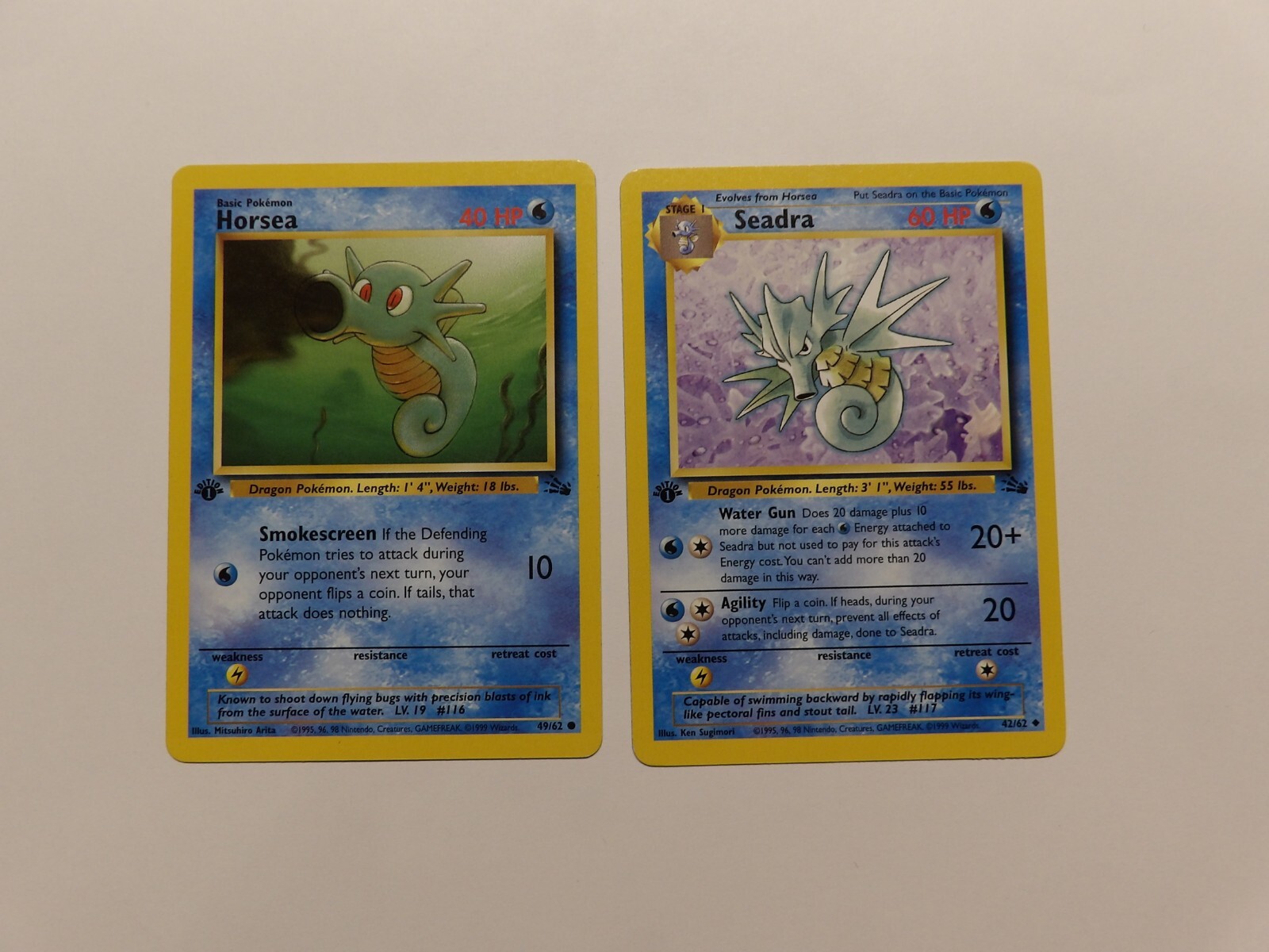 Horsea and Seadra Set 1st Edition LP - Fossil Pokémon | eBay
