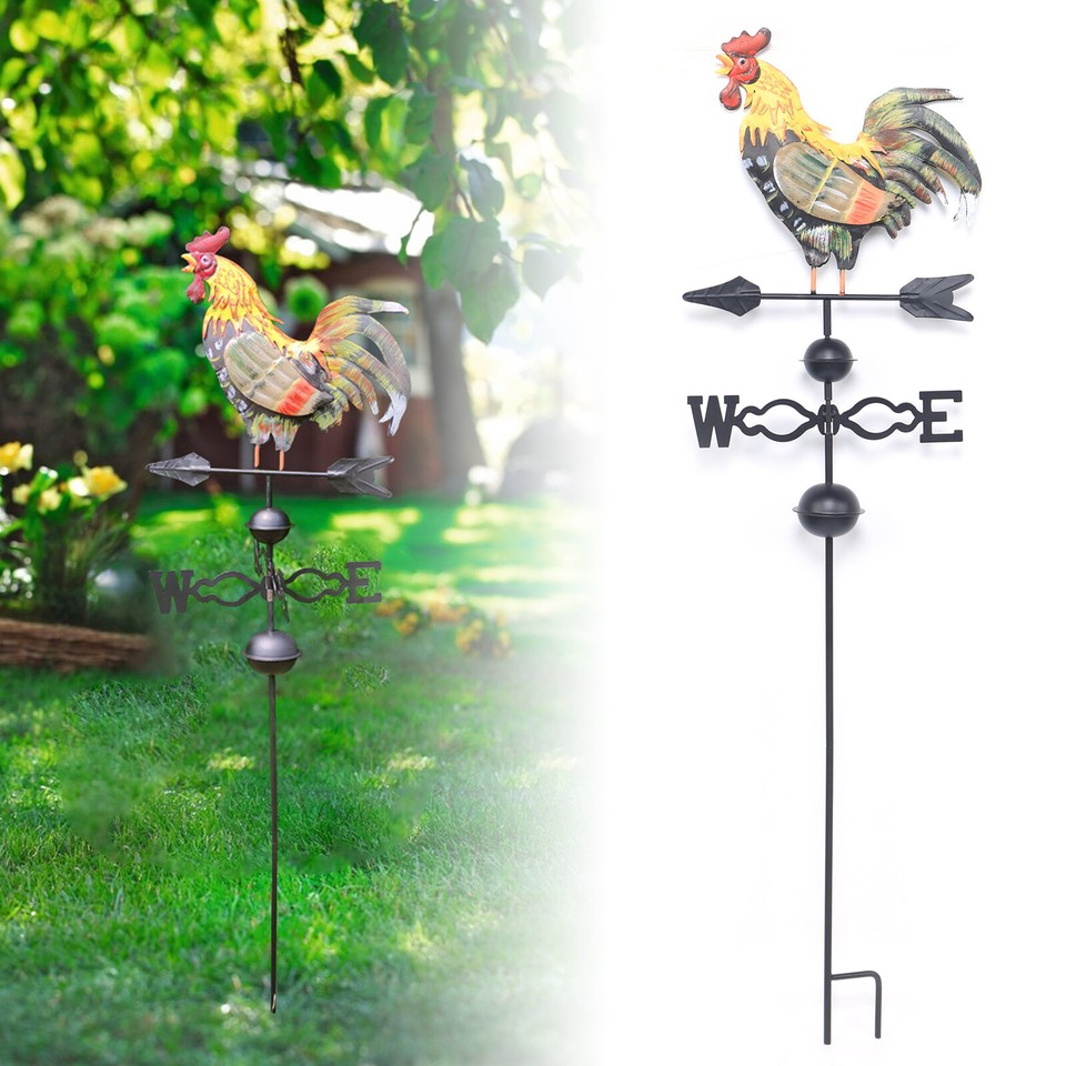NEW IRON ROOSTER COCKEREL WEATHER VANE WEATHERVANE GARDEN OUTDOOR WIND ...