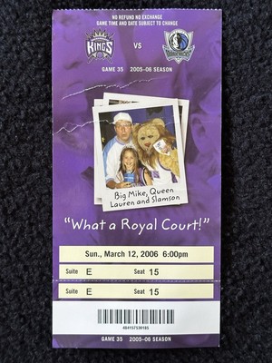 SACRAMENTO KINGS HOME SEASON TICKET STUB 3/12/06 VS. MAVERICKS DIRK ...