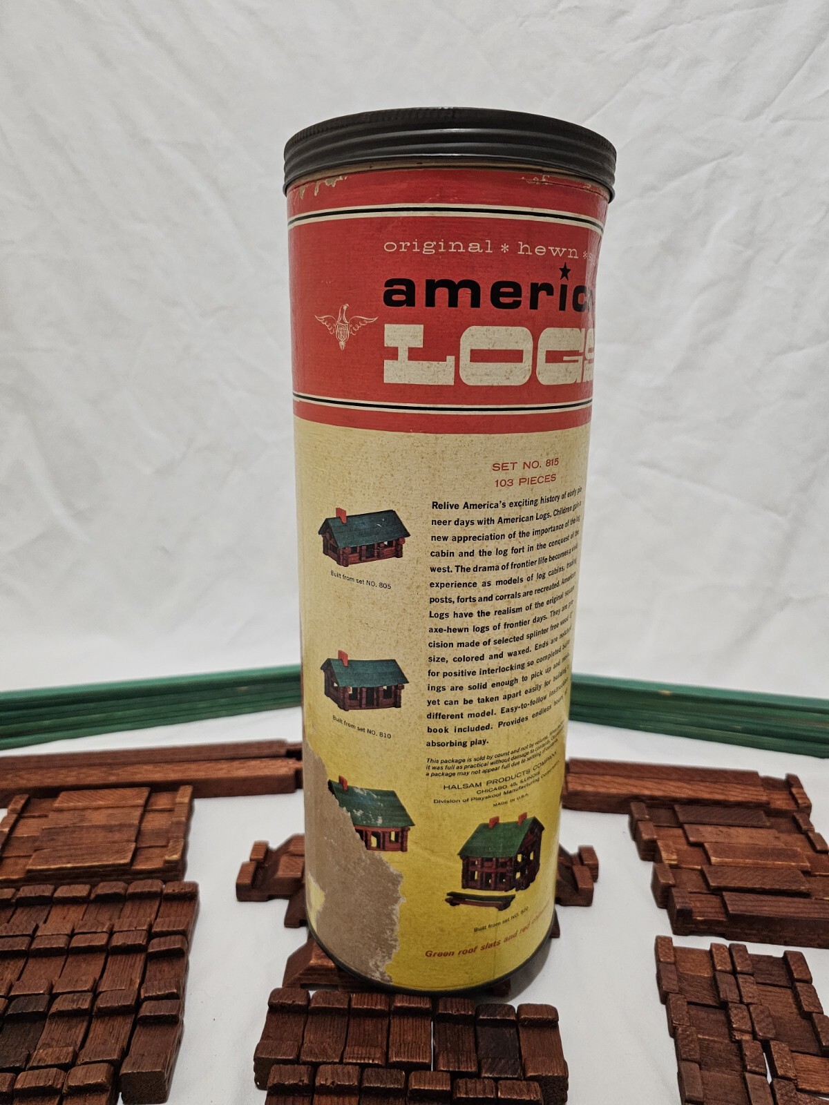 Vintage 1960's Original Halsam American Logs Set #815 Hewn Square 102 ...