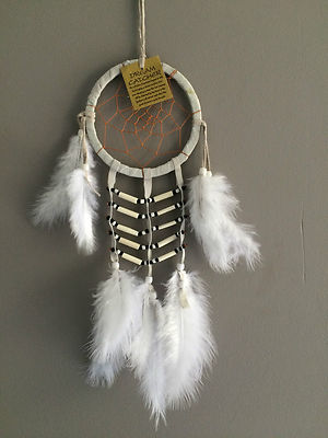 Traditional dream catcher Apache Warrior Chief dreamcatcher white bone ...