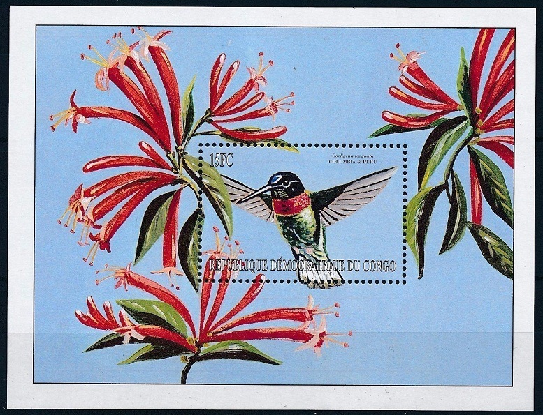 Congo 2000 MNH MS, Hummingbirds, Birds, Collared Inca Columbia & Peru ...